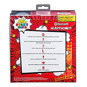 eKids Ryans World Kids Bluetooth Headphones, Wireless Headphones with Microphone Includes Aux Cord, Volume Reduced Kids Foldable Headphones for School, Home, or Travel