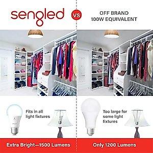 Sengled Alexa Light Bulbs 100W Equivalent, Smart Light Bulbs 1500LM Bluetooth Mesh, Smart Bulbs That Work with Alexa Only, A19 5000K Dimmable LED Bulb 100W, High Brightness, No Hub Required, 4 Pack