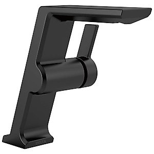 Delta Faucet Pivotal Matte Black Bathroom Faucet, Single Hole Bathroom Faucet, Single Handle Bathroom Faucet, Diamond Seal Technology, Drain Assembly, Matte Black 699-BL-DST