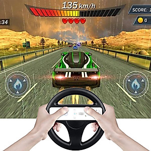 OSTENT Kart Racing Games Steering Wheel for Nintendo Wii Remote Controller Super Mario Game Color Black