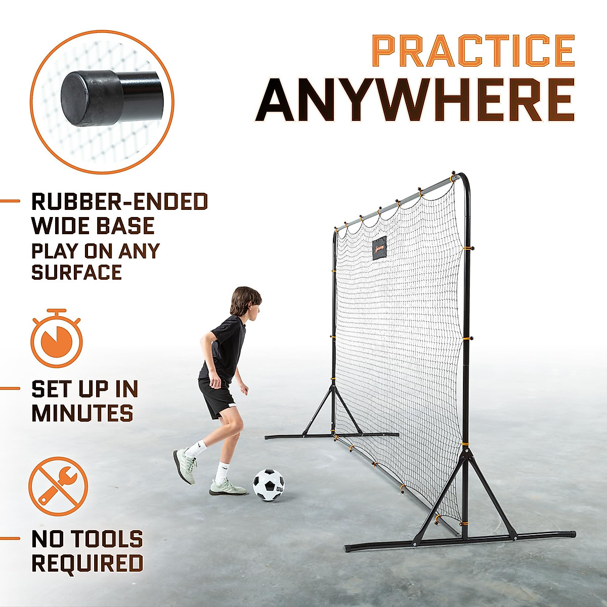 Soccer Rebounder Net Feet Practice Soccer Training Equipment | Portable, Easy Assembly, Steel Frame | Perfect for Practicing Backyard Volley, Solo Training,Kickback, Passing, Pitchback (12x6 Feet)