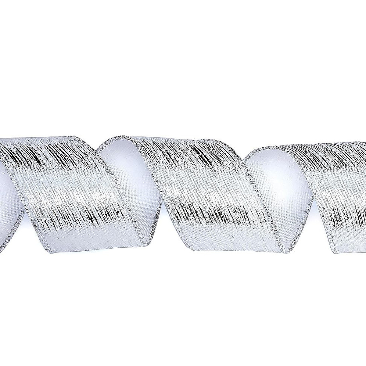 Christmas Ribbon Wired, 6 Rolls 2.5 Inch 36 Yard Silver Sheer Glitter Organza Wired Edge Ribbons for Christmas Tree, Gift Wrapping, Assortment Ribbon for Crafts, DIY, Christmas Tree Ribbon