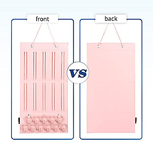 PACMAXI Hair Bows Holder for Baby Girl, Hair Clips Storage Hanger Hair Bows Organizer Storage w/ Heart-Shape Velvet Hangers, Baby Hair Headband Wall Display Stand (Pink)