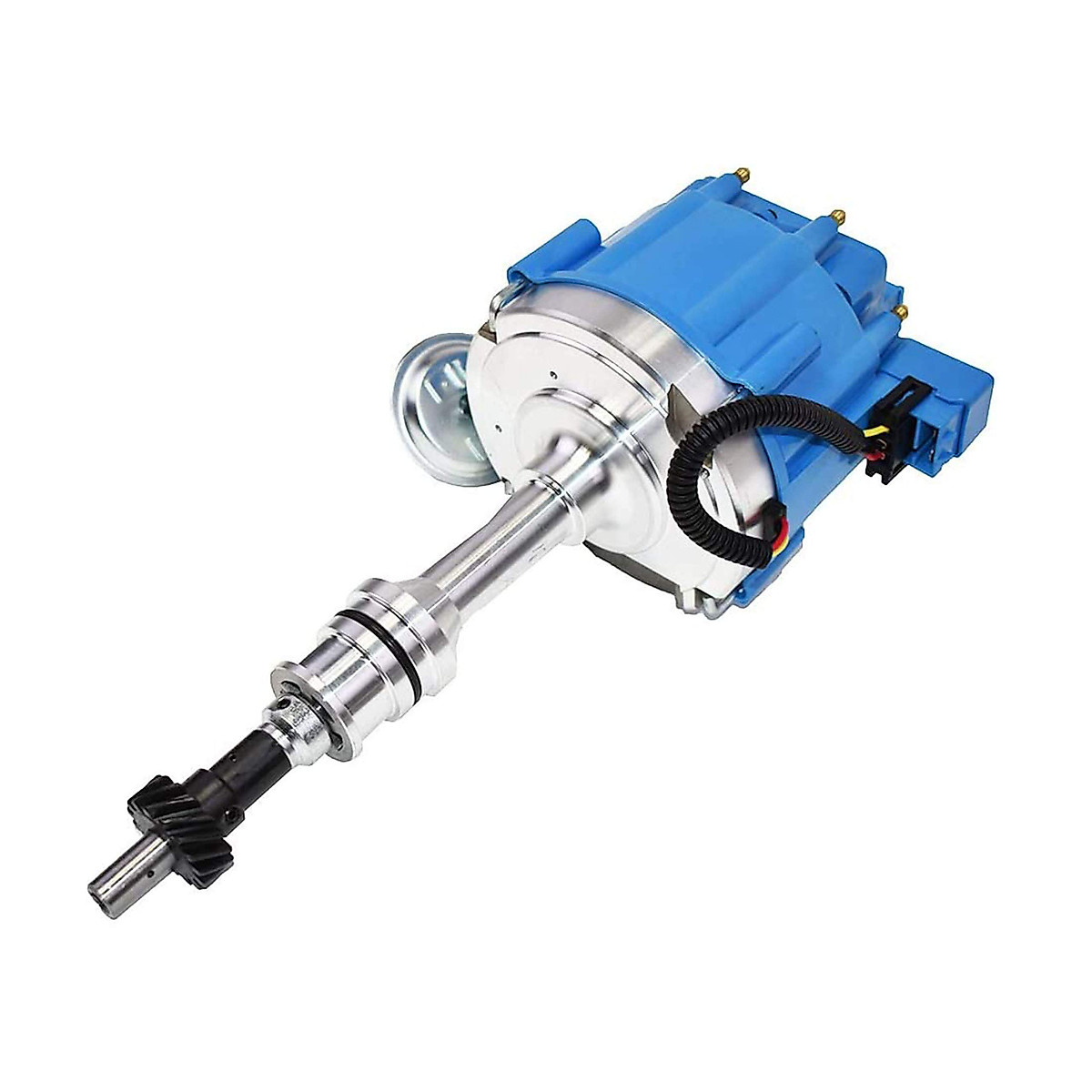 A-Team Performance - HEI Complete Distributor 65K-Volt Coil, 8 Cylinders - Compatible with BBF Big Block Ford 351C 351M 400M 429 460 - One Wire Installation Blue Cap