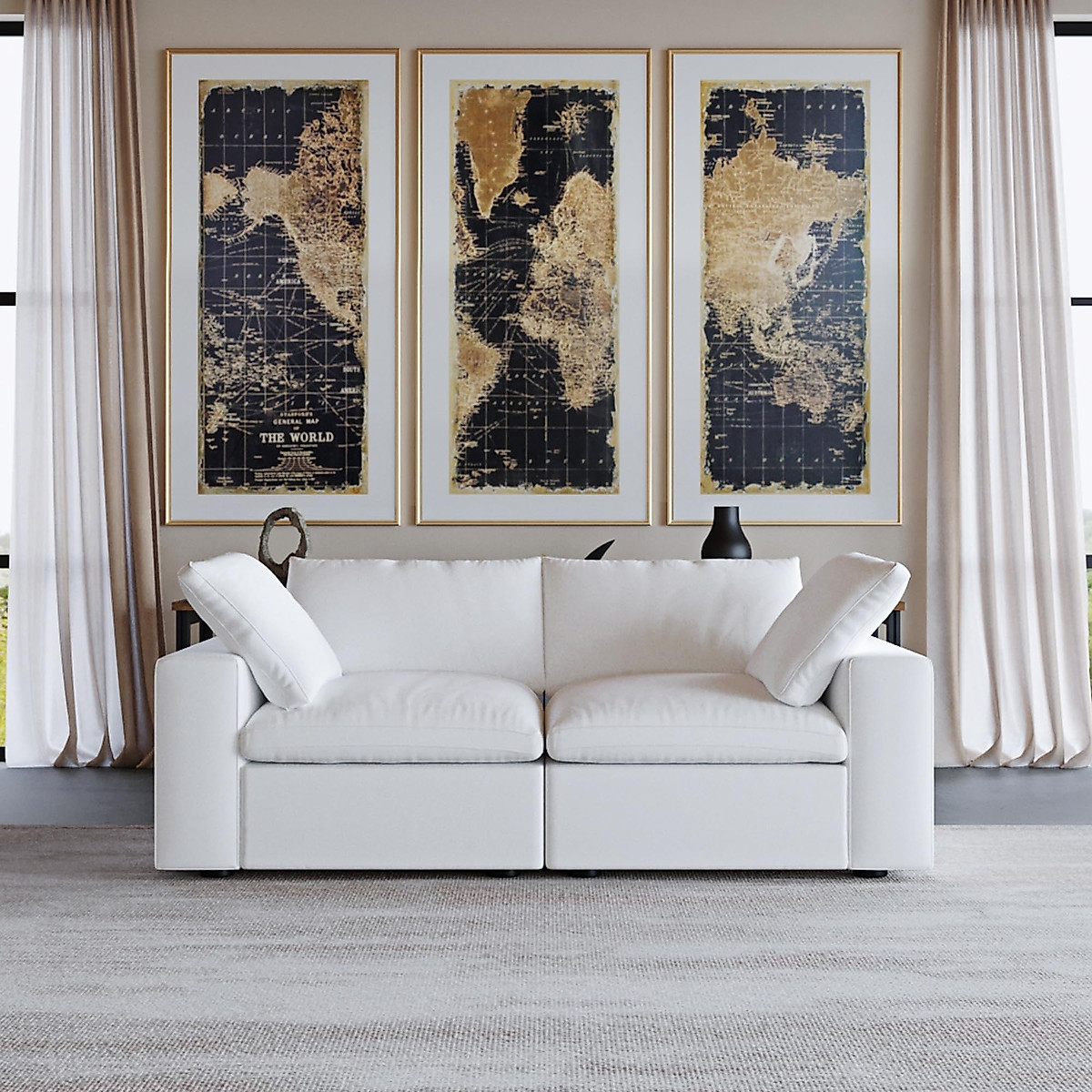 JACH Modern Convertible Modular Sectional Sofas for Living Room, Love Seat Sofas, Cushion Covers Removable, Customizable Modular Sectional Couch for Living Room Bedroom Apartment (White)