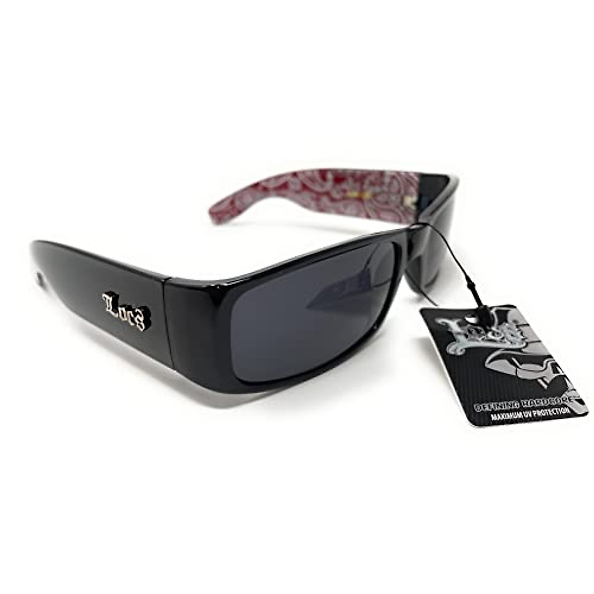 Locs Mens Hardcore Gangster Sunglasses Bandana Print BLACK/RED