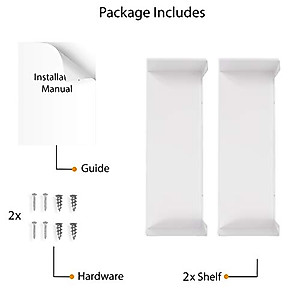 Wallniture U Shape Floating Metal Bookshelf White Set of 2