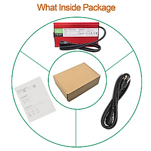 87.6V 10A LiFePO4 Smart Charger Red Aluminum Case with Cooling Fan for 24S 72V LiFePO4 Battery Charger DC C13 N+L- Plug