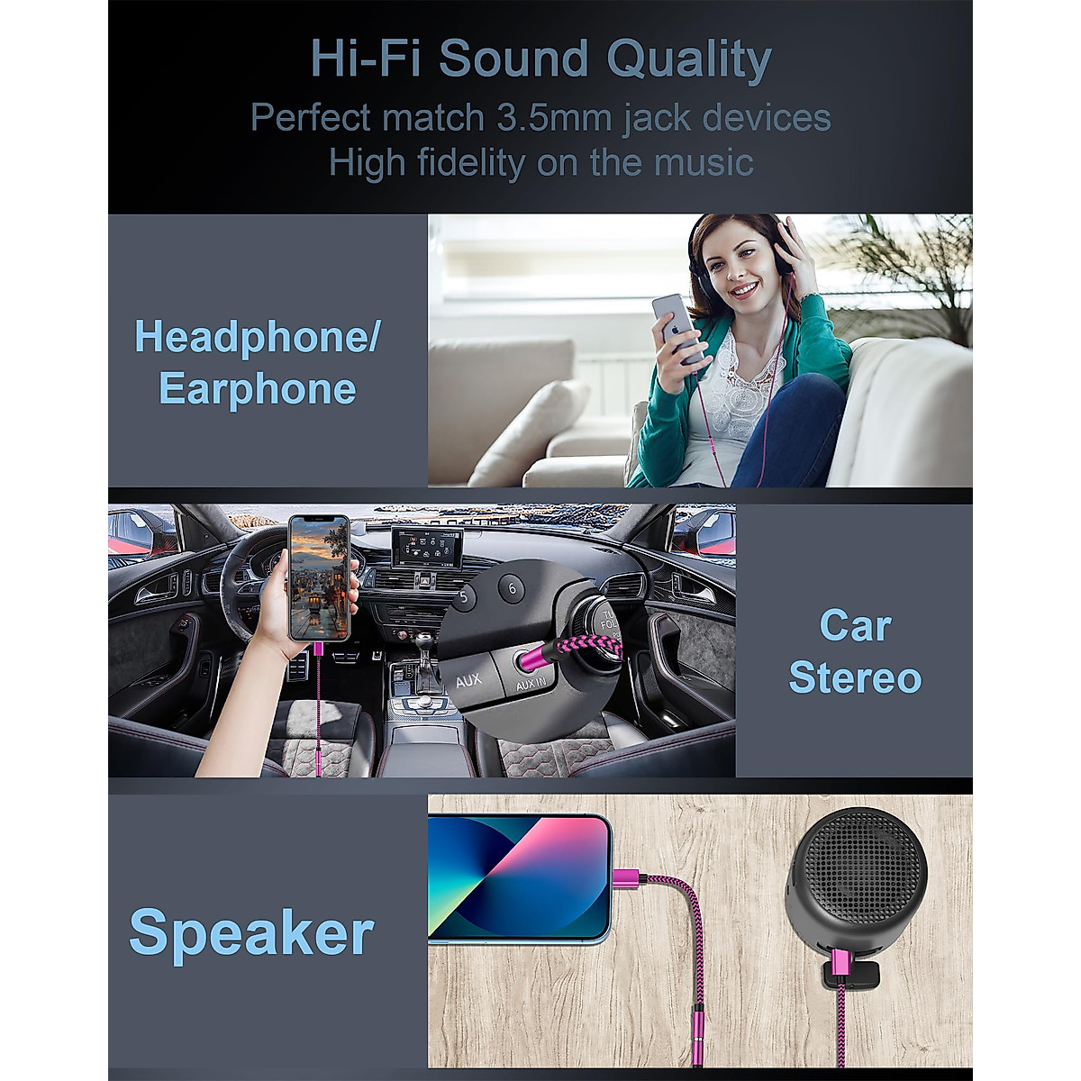 [Apple MFi Certified] 2Pack iPhone 3.5mm Headphone Adapter, Lightning to 3.5mm Headphone Jack Adapter iPhone Aux Audio Jack Adapter Dongle Cable for iPhone 14 13 12 11 Pro Max Plus Mini XR 8 iPad iPod