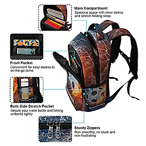 Football Boys Backpack Soccer Ball Elementary School Bookbag Kids Travel Rucksack Laptop Bag