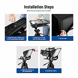 NEEWER Teleprompter X17 with RT-110 Remote & APP Control (Bluetooth Connection via NEEWER Teleprompter App), 17" No Assembly Compatible with iPad Android Tablet/Camera/Camcorder, Max Load 44.1Ib/20kg