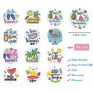 Lucleag 360PCS Summer Stickers for Kids, Individual Cute Hello Summer Beach Watermelon Beer Ice Cream Pineapple Stickers for Hawaii Tropical Party Decoration Summer Party Favor Candy Stickers