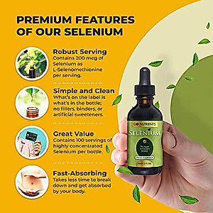 Go Nutrients Liquid Vitamin D3 with K2 (MK-7) Drops 1oz & Selenium 200 mcg Supplement 1.0 oz| | Vitamin D3 and K2 | Supplements with Mineral Selenium Liquid and Purified Water