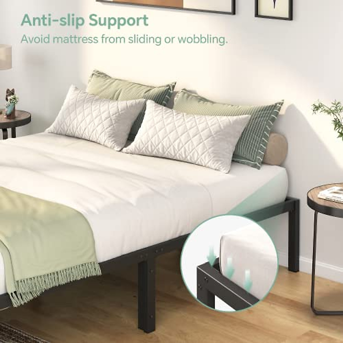 FEMOND Twin Bed Frame, 14 Inch Metal Bed Frame Platform with Storage, Noise Free, Heavy Duty Steel, No Box Spring Needed, Anti-Slip, Easy Assembly (Max Load: 1000lb)