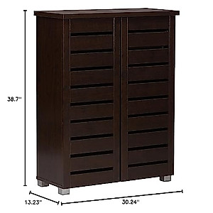 Wholesale Interiors Baxton Studio Adalwin Modern and Contemporary 2-Door Dark Brown Wooden Entryway Shoes Storage Cabinet, SC863522-Wenge