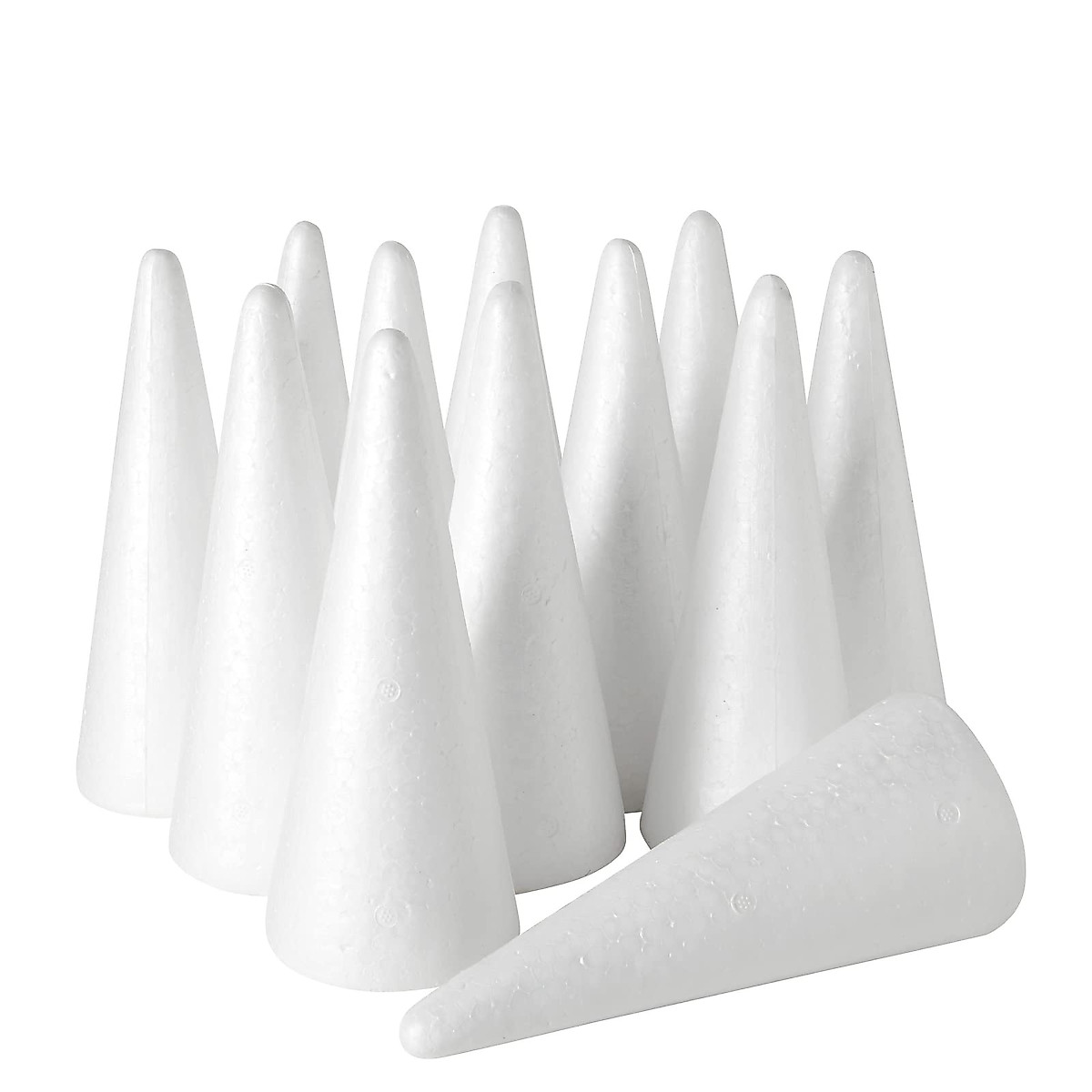 12 Pack Foam Tree Cones for DIY Crafts, Bulk for DIY Christmas Gnomes, Holiday Decor (2.87 x 7.25 In)