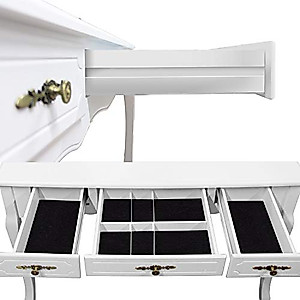 ENSTVER Vanity Set with 10 Hollywood LED Light Bulbs,Makeup Table with Stool and Mirror,6 Organization 7 Drawers,Dressing Table for Bedroom,Pure White