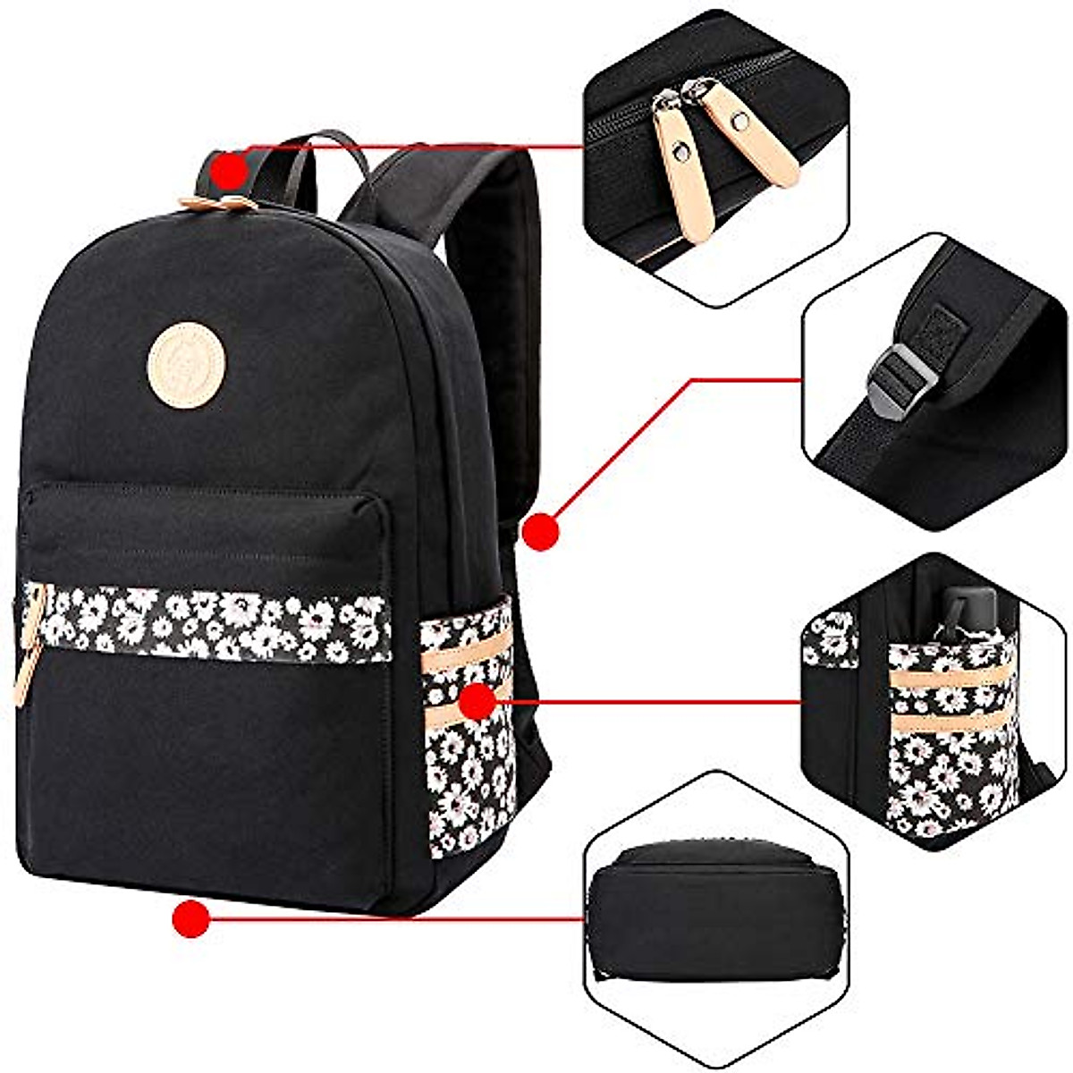 mygreen Casual Style Canvas Backpack/School Bag/Travel Daypack Black