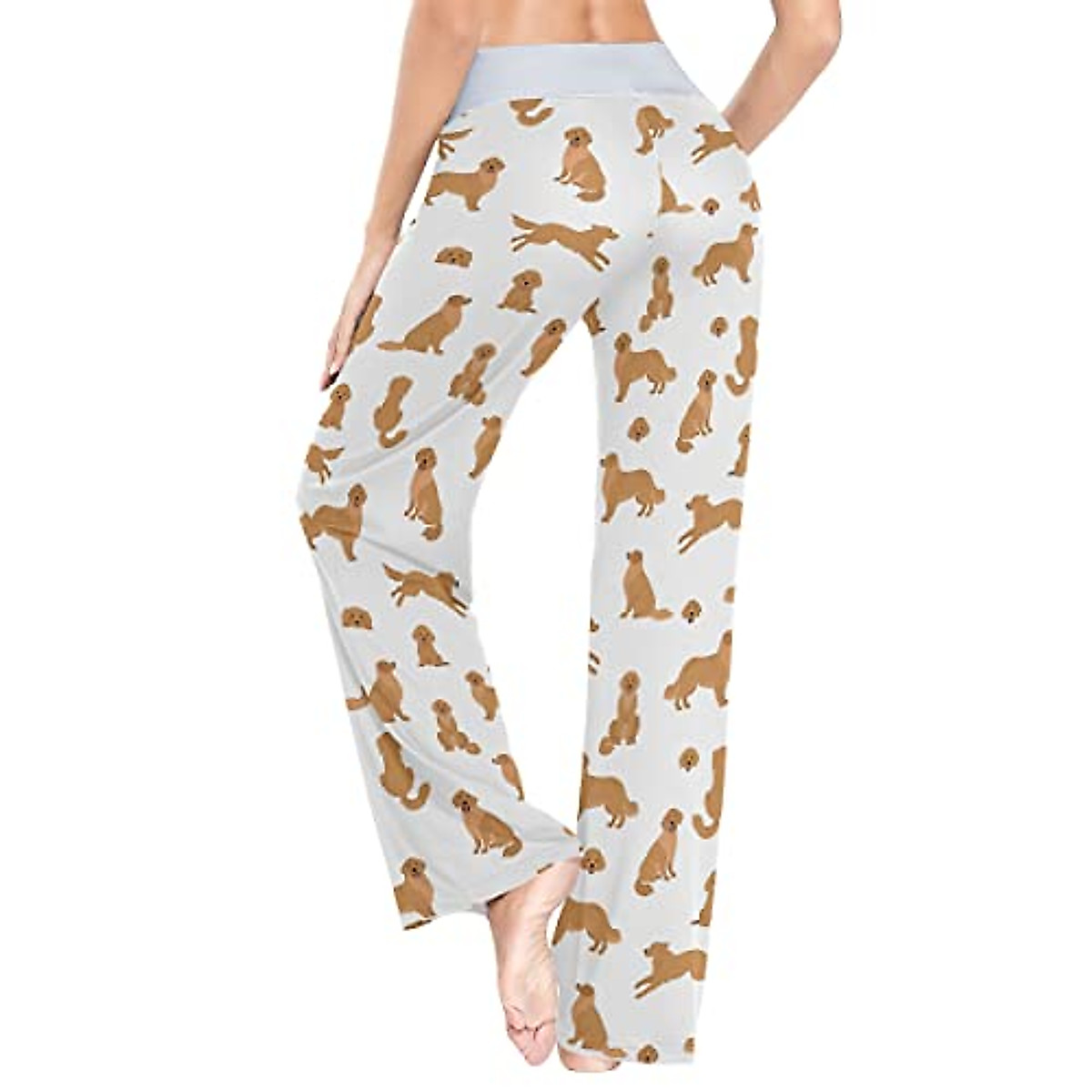 Women's Pajama Pants Golden Retriever Dogs Sleepwear Lounge Pajama Bottoms White S