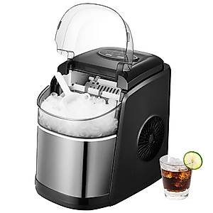 OUTGAVA Ice Maker Machine Countertop Portable Ice Cube Maker,Compact Automatic Ice Making Machine with Ice Scoop&Basket,26Lbs/24H,9 Cubes in 6-8 Minutes,2 Size(S/L) for Kitchen Bar Office,Black