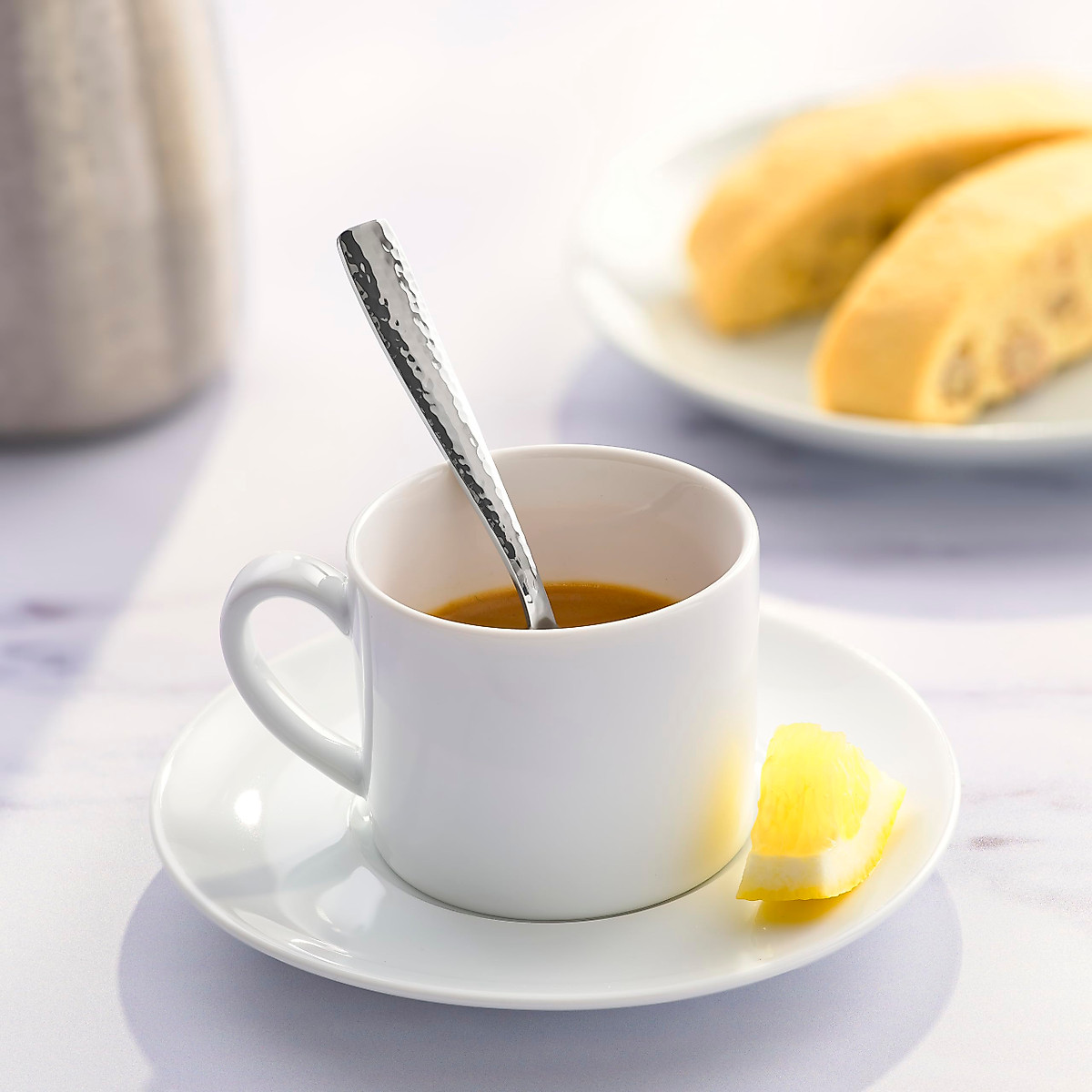 Hudson Essentials Hammered Demitasse Espresso Spoons, 4.6-inch Mini Coffee Spoons, 18/10 Stainless Steel Small Spoons for Dessert, Coffee, Tea, Set of 6