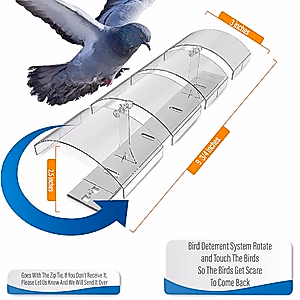 Petslandia Bird Deterrent System - Polycarbonate UV Resistant Pigeon Deterrent, Cruelty-Free Pigeon Proof, Long Lasting, Suitable for Balconies, Patios and Outdoors (39 in)