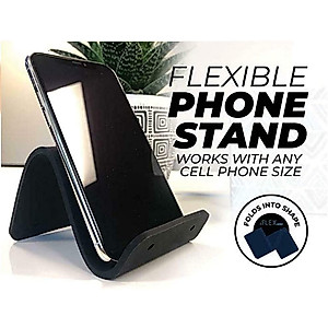 iFLEX Mini Flexible Phone Holder for Travel, Work and Home – This Travel Cell Phone Stand is The Perfect iPhone Holder and Works with Any Smartphone – Non-Slip Grip, Strong and Durable - Black