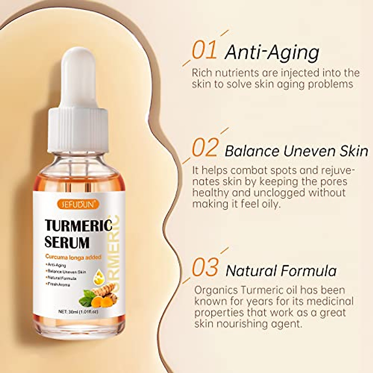 Turmeric Serum for Dark Spots Remover, Turmeric Dark Spot Corrector Serum for Face & Body, Anti Aging Facial Serum for Women and Men, Skin Care Moisturizing Repair Serum, Improve Skin Tone (1Fl Oz)