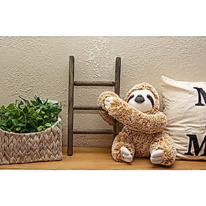 Sloth Stuffed Plush Toy Animal - Realistic, Cuddly Three Toed Sloth Stuffed Animal - Huggable, Adorable, Smooth and Silky Brown Fur - Cute Funny Birthday Gifts for Girlfriend Stuffed Animal