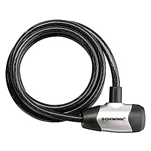 Schwinn Bike Key Lock in Braided Steel Cable, 2 Keys Included, 6 feet x 8mm Anti Theft Bicycle Lock, Security Level 1