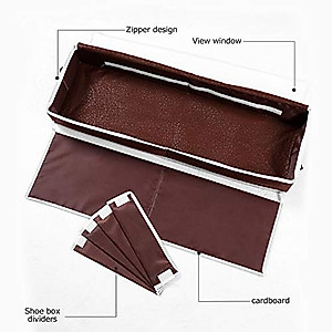 LIULDASHUN Clear Foldable Shoe Storage Boxes, Shoe Organizer Boxes, Adjust Dividers, Waterproof Shoes Storage Box with Zipper PVC Cover for Home Organization (L)