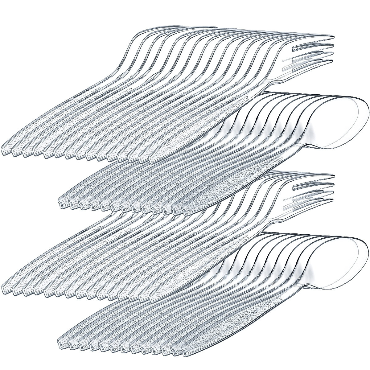 Clear Plastic Cutlery Set - (Bulk Pack 360 Pcs) Disposable Plastic Utensils Heavy Duty, 180 Plastic Forks and 180 Spoons, Silverware Sets for Party Supplies, Dinners, Take-Out, Catering, Food Services