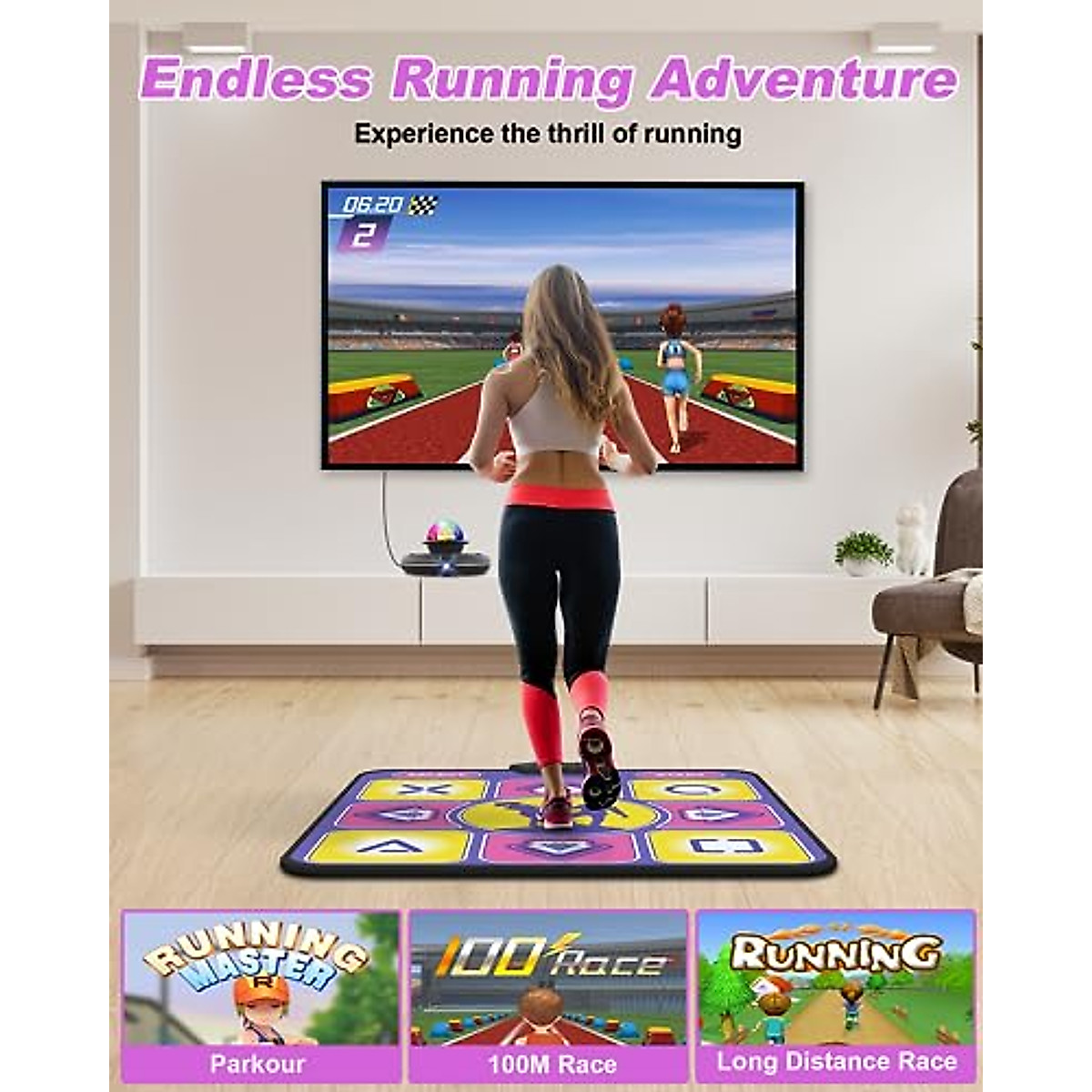 Acelufly Dance Mat, Eletrionic Dance Mat with Multiple Modes, Non-slip Dance Mat for TV with HD Camera, Musical Dance Game Mat for Girls Boys, Christmas/Birthday/Valentine's Day Gifts for Kids Adults