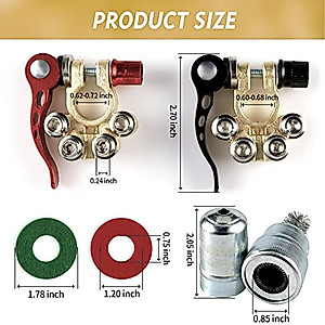 SINGARO Car Battery Terminal Connector, 4 Way Positive and Negative Pole Quick Release Terminal Clip, Applicable to SAE/JIS A Type Terminal Post, Compatible with Cars, Trucks and More（Gold-A）
