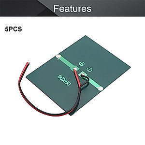 Fielect 5Pcs 1.5V 0.65W Small Solar Panel Polysilicon Mini Solar Cells DIY Electric Toy Materials for Battery Power, 80x60mm
