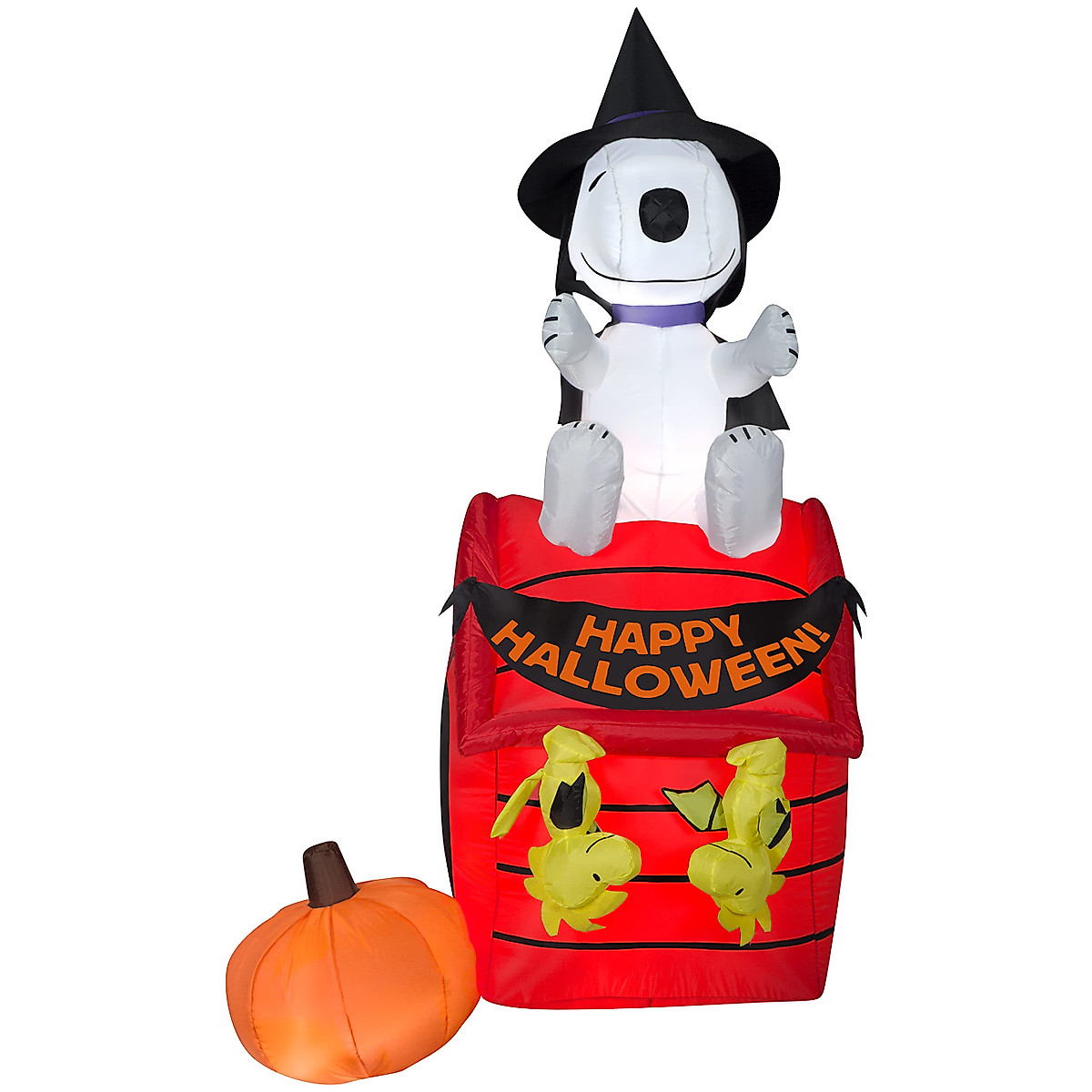Gemmy Airblown Snoopy Halloween House w/LEDs Scene Peanuts, 6 ft Tall, Multi