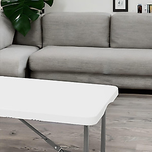 AJP Distributors 4 Foot Portable Plastic Folding Table 4FT 48" Half Foldable Heavy Duty Top w/Carry Handle - Indoor Outdoor Backyard Camping Picnic BBQ Party Wedding Dining Office Event Meeting White