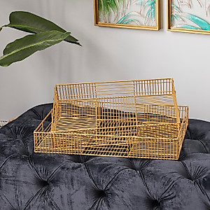 CosmoLiving by Cosmopolitan Metal Wire Tray, Set of 2 17", 19"W, Gold