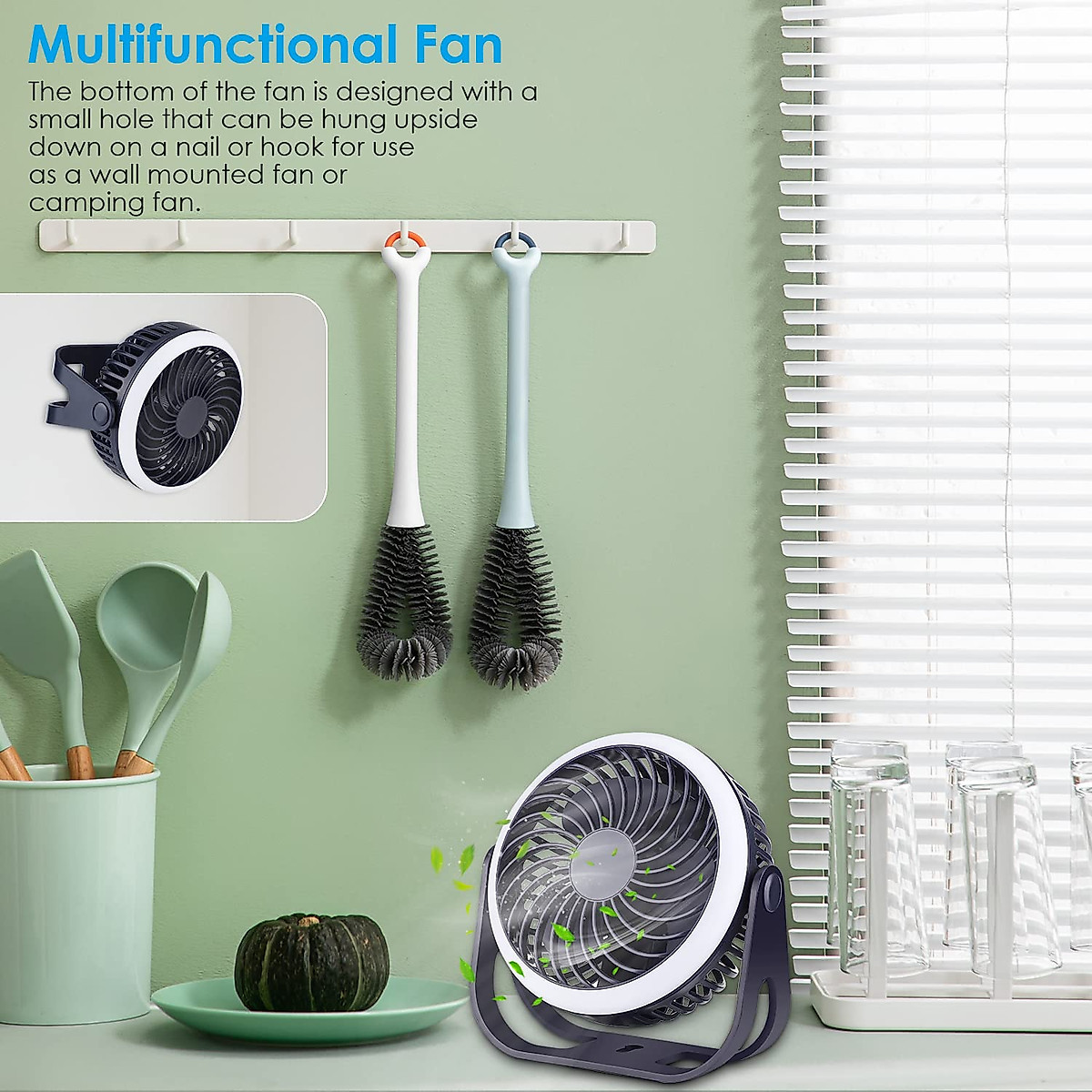 USB Desk Fan,2000mAh Powerful Desktop Table Cooling Fan,Small Personal Fan,USB Rechargeable Mini Fan with 3 speed Strong Airflow for Home Office Desktop Camping,Summer Gift for Friends