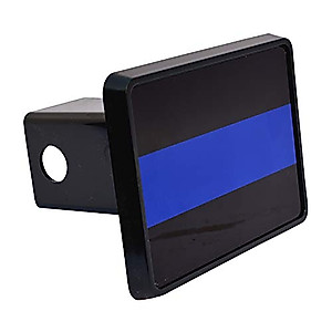 Black & Blue Thin Blue Line Flag Trailer Hitch Cover Plug US Blue Lives Matter Police Officer Law Enforcement