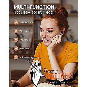 QHQO Wireless Earbuds, Bluetooth V5.2 Earbuds with Reduction Touch Control, Noise Cancelling Bluetooth Headphones with Deep Bass Sound in Ear Earphones for iPhone and Android