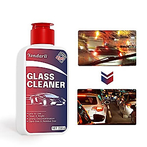 Car Glass Cleaner with Sponge, Car Glass Oil Film Cleaner, Water Spot Remover, Glass Cleaner for Auto and Home Eliminates Coatings, Bird Droppings, and More to Polish and Restore Glass to Clear (150g)