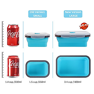 Annaklin Collapsible Food Storage Containers with Airtight Lid & Vent Valve, 27 oz, Kitchen Stacking Silicone Collapsible Meal Prep Container Set for Leftover, Microwave Freezer Safe, Blue, Set of 4