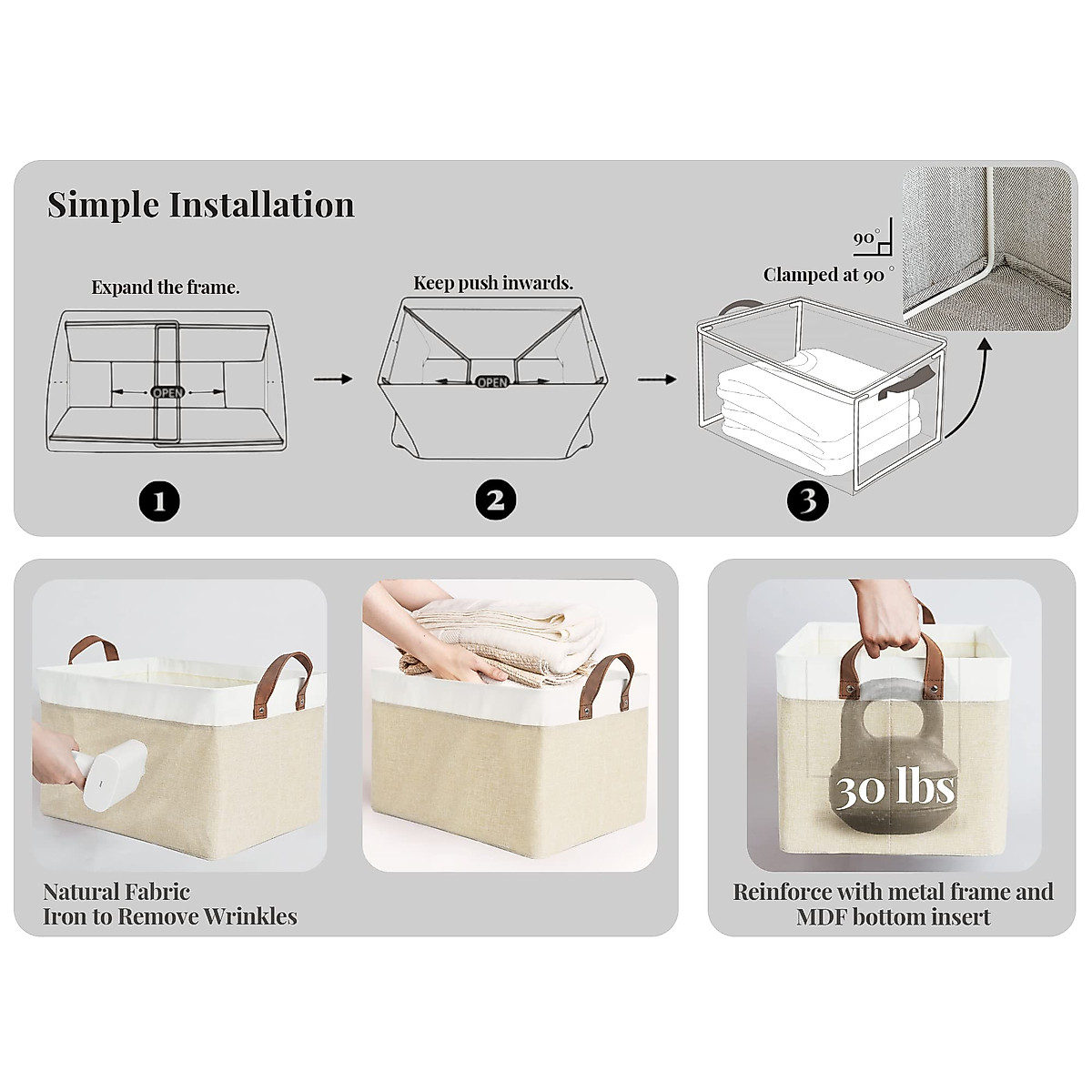 StorageWorks 3-Pack Closet Storage Bins with 2-Pack Rectangle Closet Baskets
