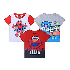 Sesame Street Elmo and Friends Boys 3 Pack T-Shirts for Infant and Toddlers Red