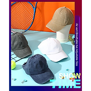 Jiuguva 4 Pack Backless Ponytail Caps Baseball Caps High Messy Bun Baseball Hats for Women Adjustable(White, Army Green, Khaki, Navy Blue)