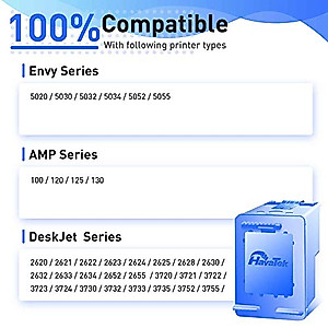 HavaTek Remanufactured Ink Cartridge Replacement for HP 65XL 65 XL for Envy 5055 5052 5000 5058 5012 DeskJet 2600 2622 2652 3722 3755 3752 2655 3720 2640 3723 AMP 120 100 Printer (1 Black, 1 Color)