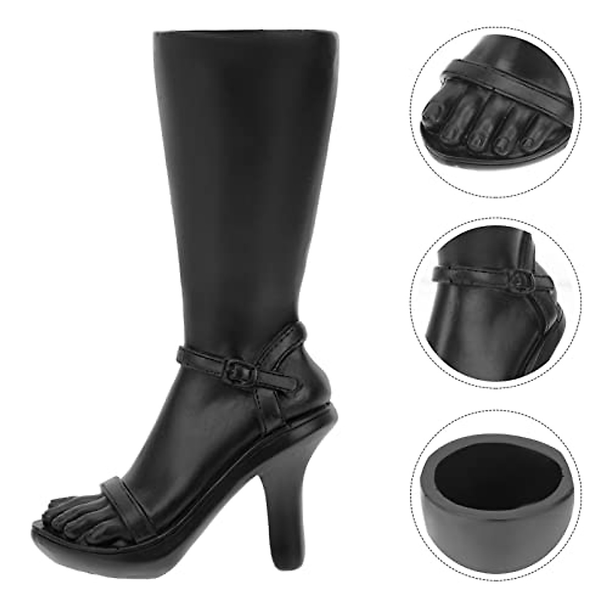 DOITOOL High Heel Flower Pot High Heel Shaped Succulent Planter Resin Shoes Plant Nursery Pot Cactus Pot Lightweight Bonsai Pot Plant Container Black