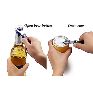 3 Pieces Magnetic Bottle Openers Can Opener Classic Beer Opener Stainless Steel Small Bottle Opener Can Tapper with Magnet & Can Punch Bottle Opener, Manual Stainless Steel Can Opener