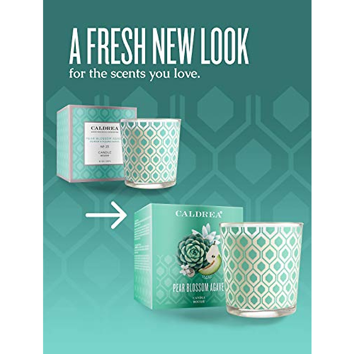 Caldrea Scented Candle, Made With Essential Oils And Other Thoughtfully Chosen Ingredients, 45 Hour Burn Time, Pear Blossom Agave Scent, 8.1 Oz